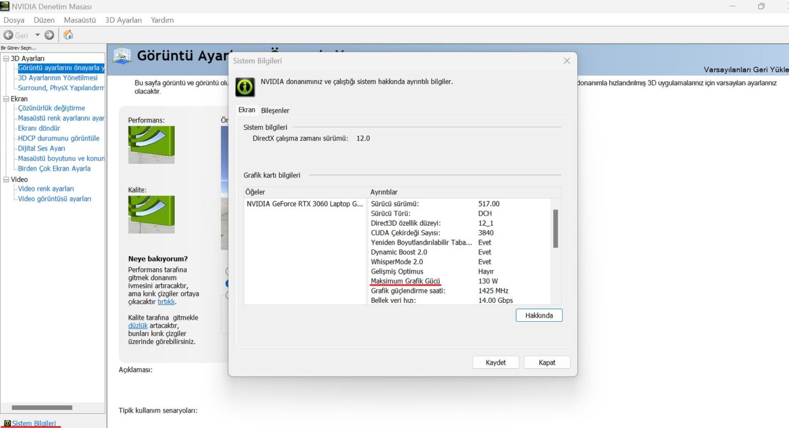 Laptop ekran kartı Watt öğrenme (Nvidia) • Digital Report